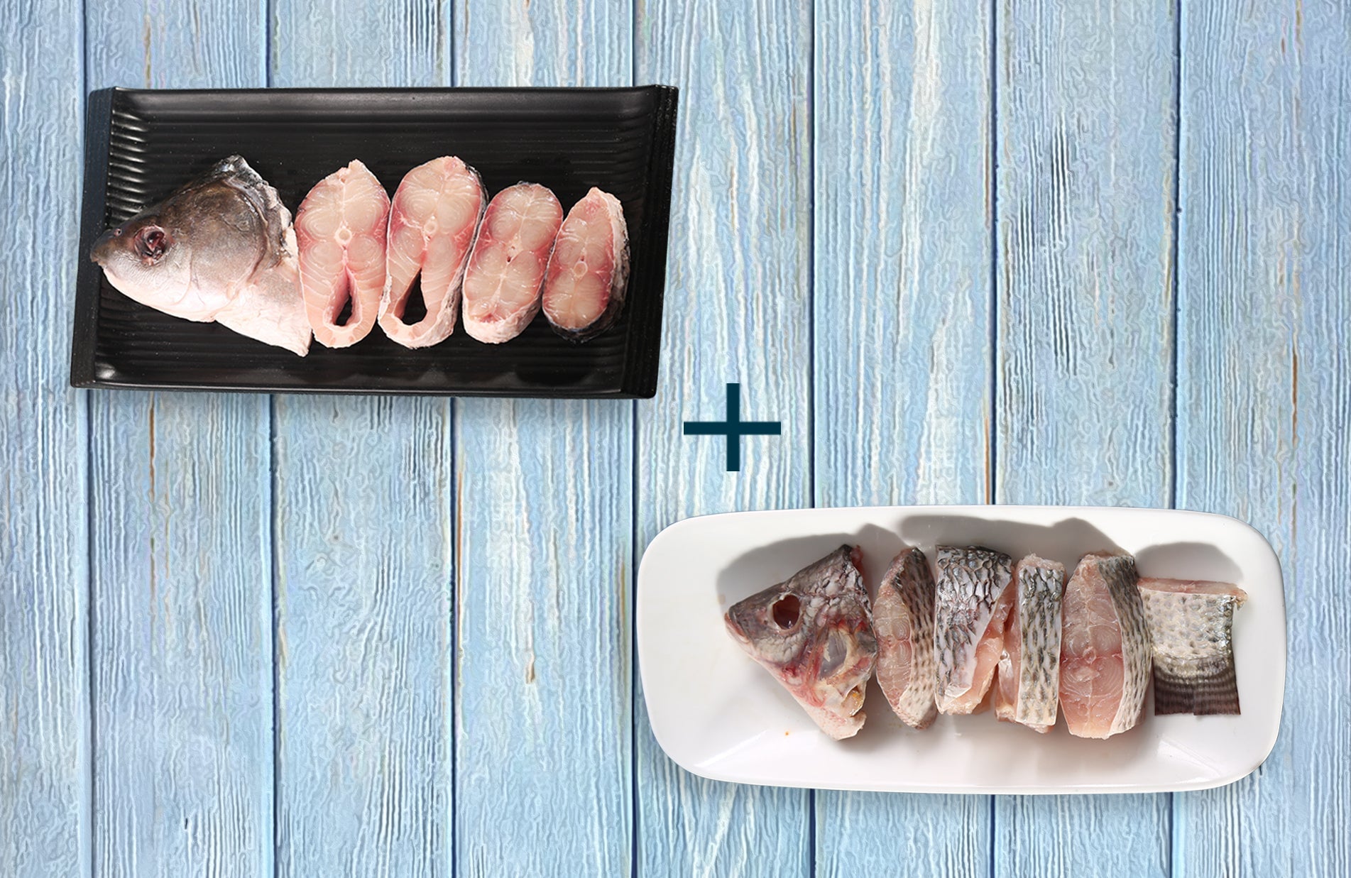 Fresh Combo Tilapia Bengali Cuts 500g + Rohu with Head 500g